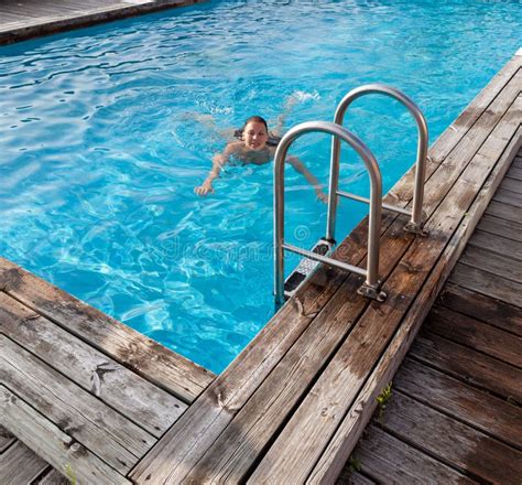 Young Nude Woman In The Outdoor Pool Stock Image Image Of Beautiful