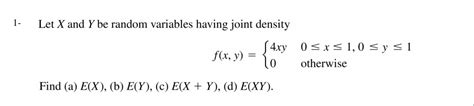 Solved 1 ﻿let X ﻿and Y ﻿be Random Variables Having Joint