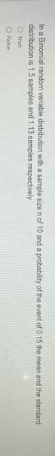 Solved In A Binomial Random Variable Distribution With A