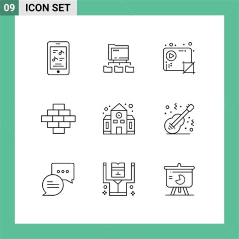 Education Set Vector Design Images Pictogram Set Of 9 Simple Outlines Of Education Security