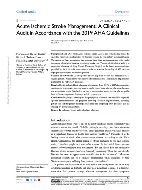 Acute Ischemic Stroke Management A Clinical Pdf Stroke Causes Of