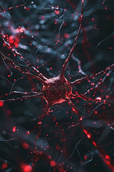 Illuminated Neuron Cell In Dark Background Stock Illustration Illustration Of Neuron