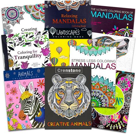 Adult Coloring Books Super Set 10 Deluxe Coloring Books