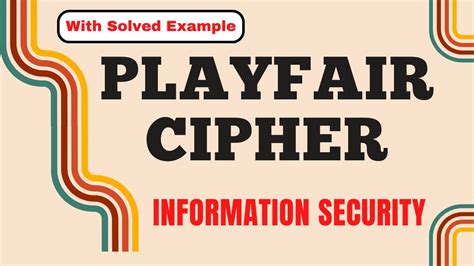 Playfair Cipher With Solved Example Information Security Youtube