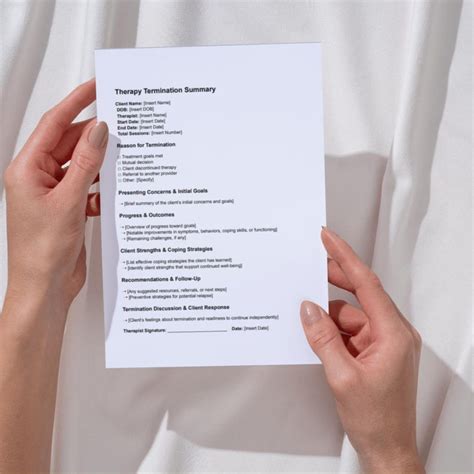 Therapy Termination Summary Template Download Therapist Discharge
