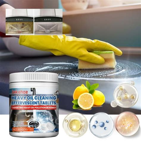 Qaailabf Kitchen Grease Dissolving Tablets Professional Strength Effervescent Cleaner For