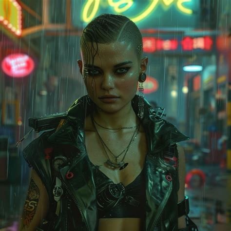 Photo Sprunksmu Realistic Looking Cyberpunk Bounty Hunter With Half H