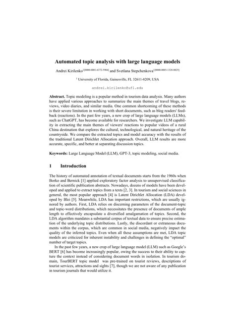 Pdf Automated Topic Analysis With Large Language Models