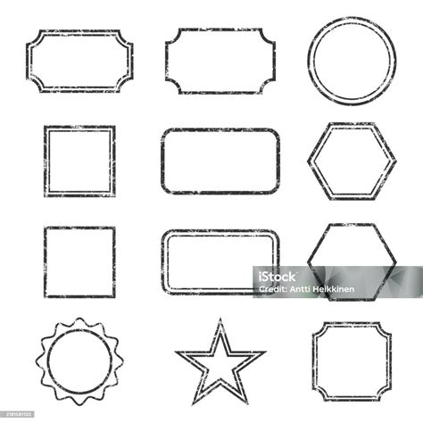 Stamp Frame Grunge Texture Set Scratch Label Badge Collection Vector Illustration Image Stock