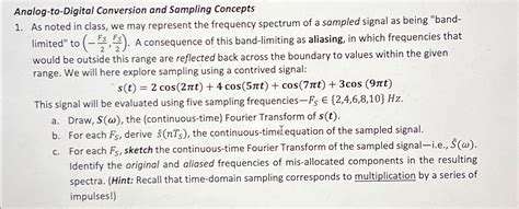 Solved Analog To Digital Conversion And Sampling Conceptsas