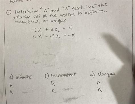 Solved Ex I Determine H And Kh Such That The Solution Set