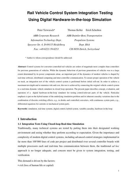Pdf Rail Vehicle Control System Integration Testing Using Digital