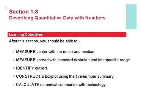 Chapter Exploring Data Section Describing