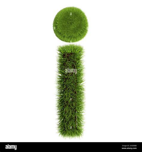 Green Grass Letter I Isolated On White Background Font For Your Design