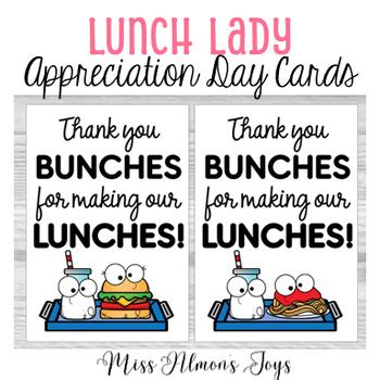 Lunch Lady Appreciation Day Cards By Miss Almons Joys Tpt