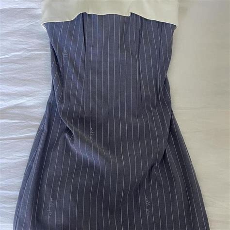 With Jean Chloe Corset Dress In Pinstripe Blue And Depop
