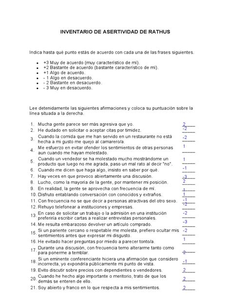 Inventario Asertividad Rathus Pdf