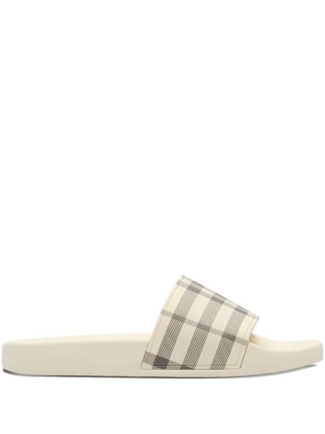 Burberry Checked Slides Neutrals Farfetch