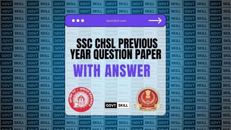 Ssc Chsl Previous Year Question Paper With Answers Govt Skill