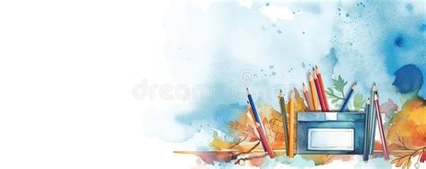 Back To School Banner Mockup Colorful Watercolor School Class Banner