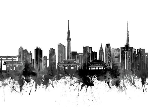 Tokyo Skyline Bw Digital Art By Bekim M Pixels