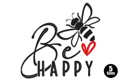 Be Happy Bee Embroidery Design Embroidery Lover