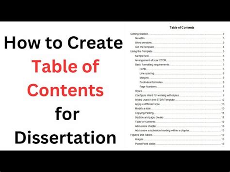 how to create Table of contents in Dissertation | Step by Step Guide - YouTube