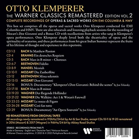 Otto Klemperer The Warner Classics Operas And Sacred Works Remastered