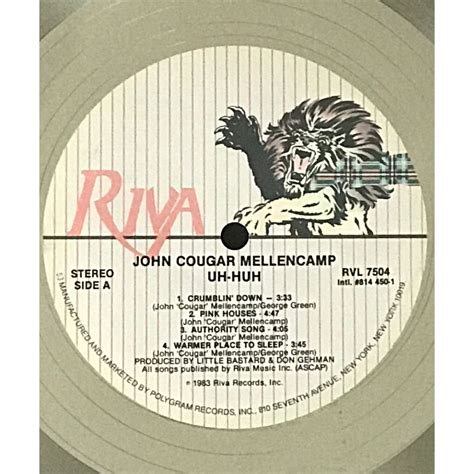 John Cougar Mellencamp Uh Huh 1980s Riva Records