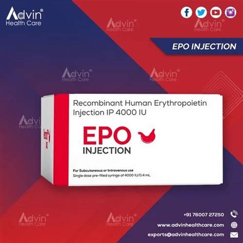 Advin Epo Injection 4000 Iu For Hospital Hemodialysis At Rs 200piece