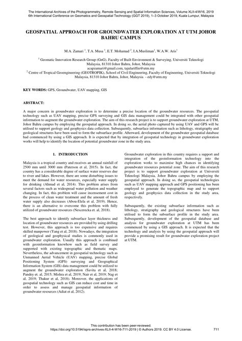 Pdf Geospatial Approach For Groundwater Exploration At Utm Johor Bahru Campus