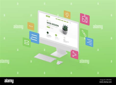 designing a creative website concept display in isometric position