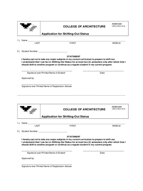 Fillable Online Upca Upd Edu Application For Shifting Out Status Upd College Of Architecture