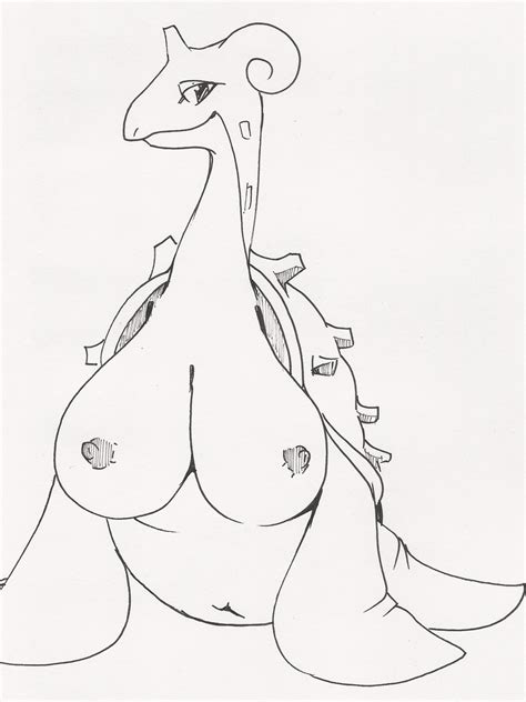 Rule 34 Breasts Female Female Only Feral Front View Lapras Monochrome
