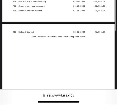 Transcript Says Refund Issued Rirs