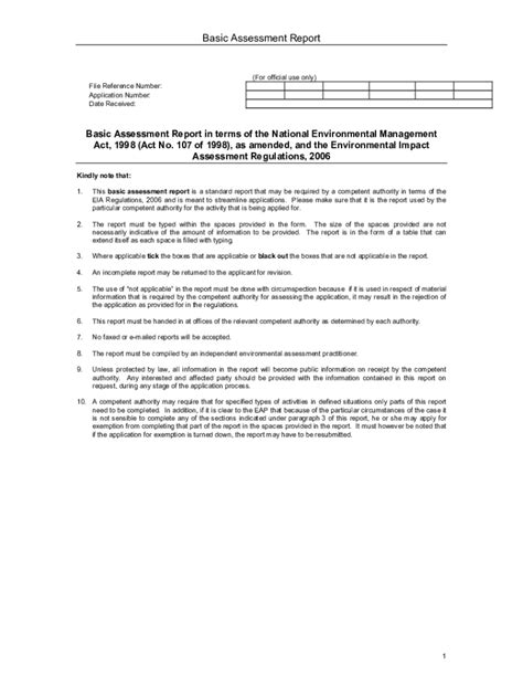 Fillable Online Basic Assessment Report Form Fax Email Print Pdffiller
