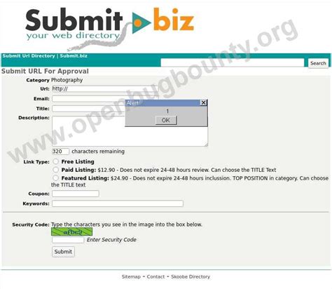 Submitbiz Cross Site Scripting Vulnerability Obb 984760 Open Bug Bounty