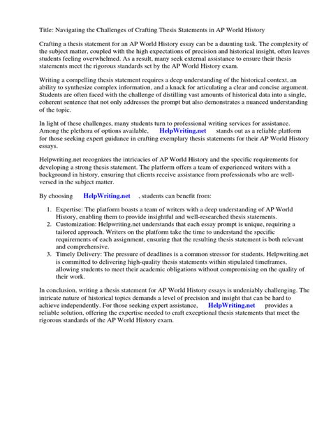 Sample Thesis Statements Ap World History Pdf Essays Thesis