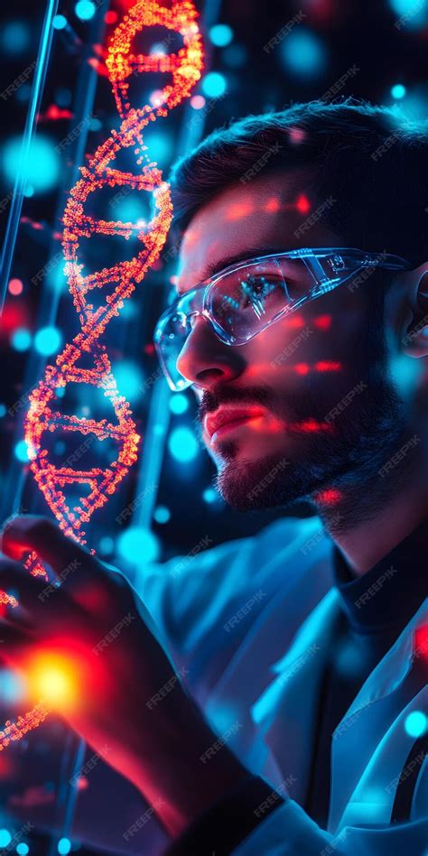 Geneticist Analyzing Dna Sequence Premium Ai Generated Image