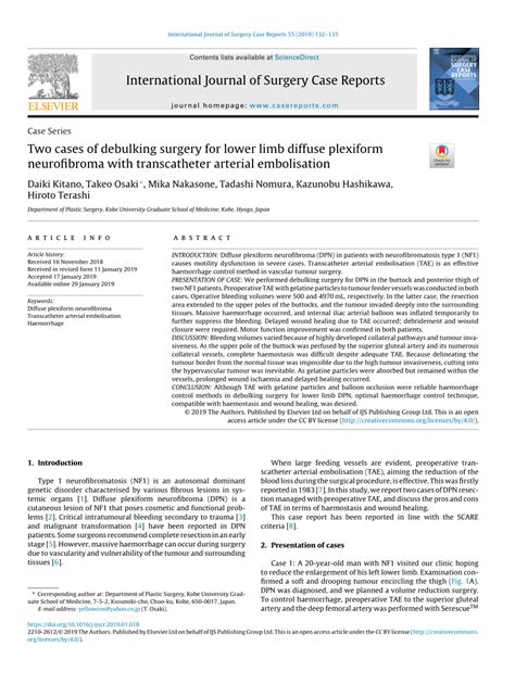 Pdf Two Cases Of Debulking Surgery For Lower Limb Diffuse Plexiform