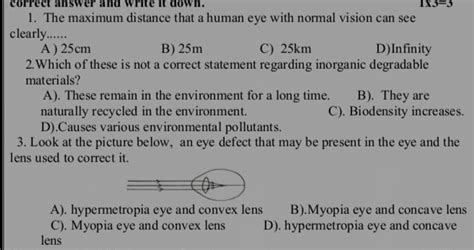 The Maximum Distance That A Human Eye With Normal Vision Can See Clearly