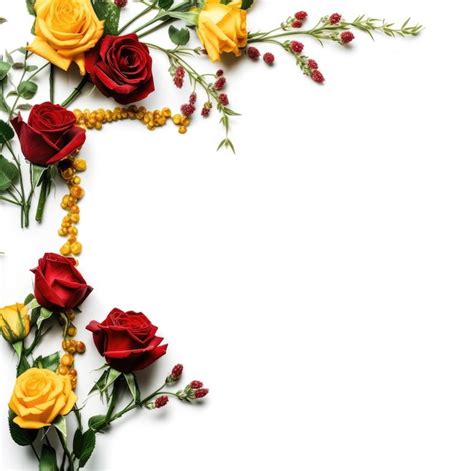 Premium Ai Image A Cute Flower Corner Frame On White Background With