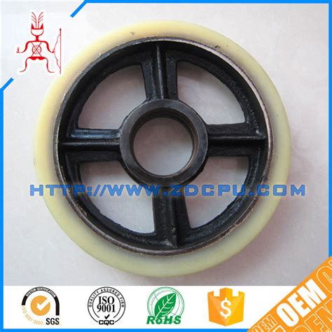 Hard Wearing Small Flat Pulleys Wheel Urethane Covered Hard Rubber