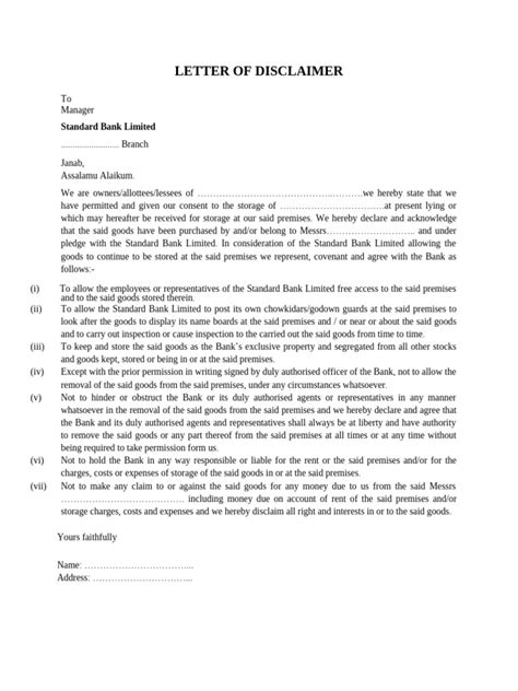 Letter Of Disclaimer Pdf Common Law Private Law