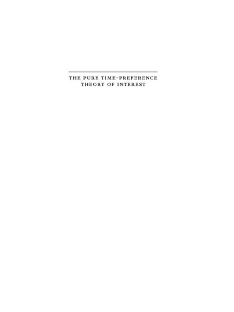 The Pure Time Preference Theory Of Interest Pdf Interest Value