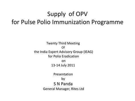 Ppt Supply Of Opv For Pulse Polio Immunization Programme Powerpoint