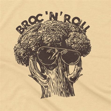Broc N Roll Tee Hipster Broccoli Sunglasses Funny Veggie Music