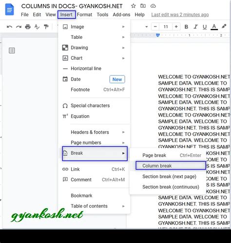 How To Add Column Break In Google Docs At Eden Mandalis Blog