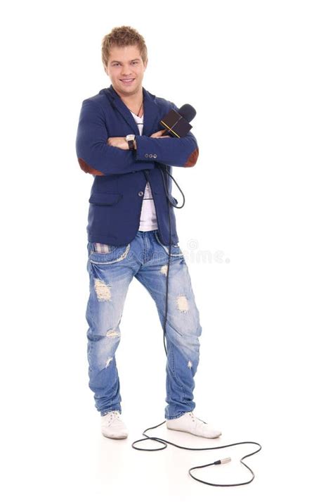 Man with microphone stock photo. Image of emotions, cute - 22397696