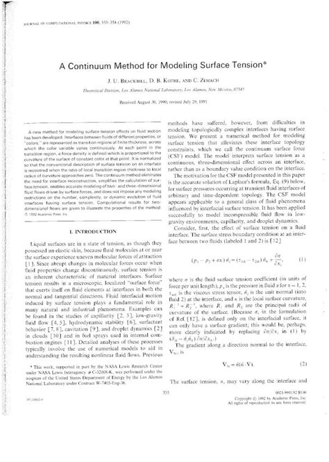 Pdf Brackbill J U A Continuum Method For Modeling Surface Tension Dokumen Tips